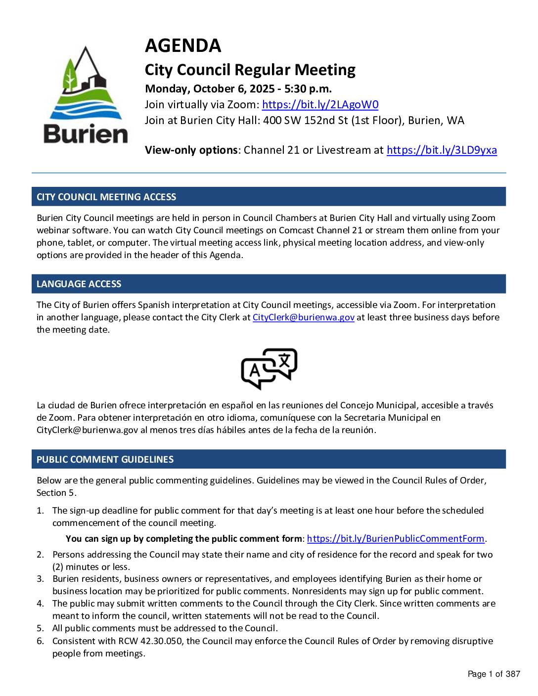 Burien City Council October 6, 2025 - Sea-Tac Noise.Info