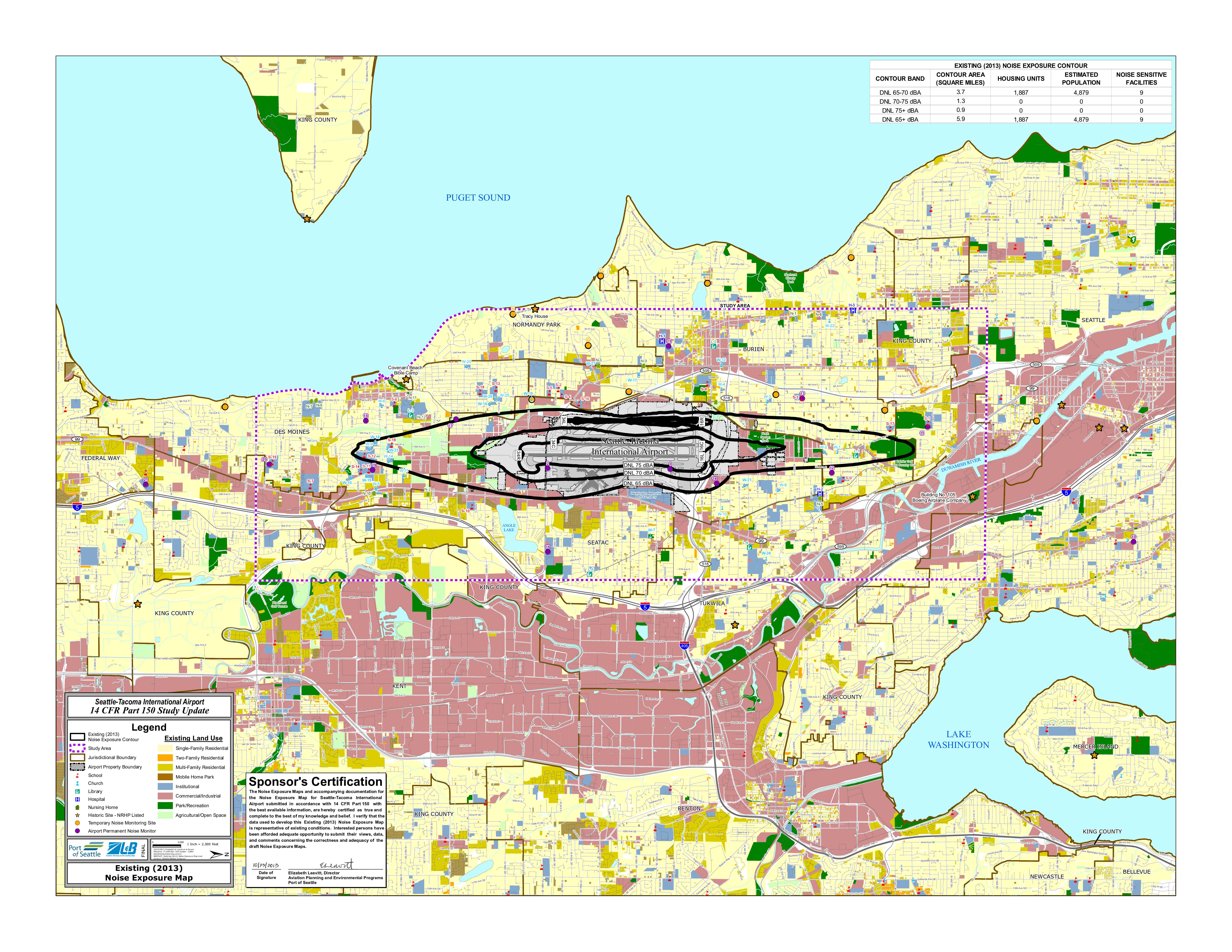 X 1 - Nem Plot Existing (2013) Noise Exposure Map - Sea-Tac Noise.Info
